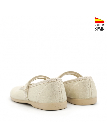 Merceditas Beige para Niña con Destellos Encantadores