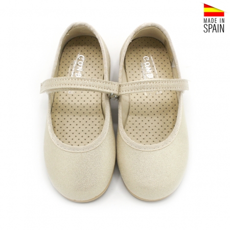 Merceditas Beige para Niña con Destellos Encantadores
