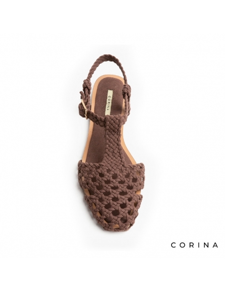 Sandalias planas de macramé para mujer, modelo Corina