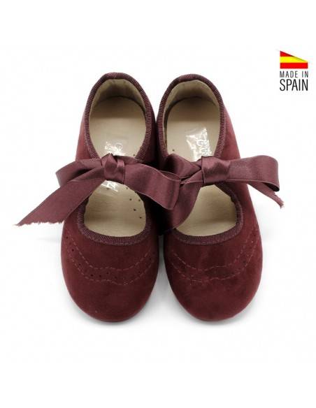 Merceditas Burdeos con Lazo de Raso | Clásicos para Niñas