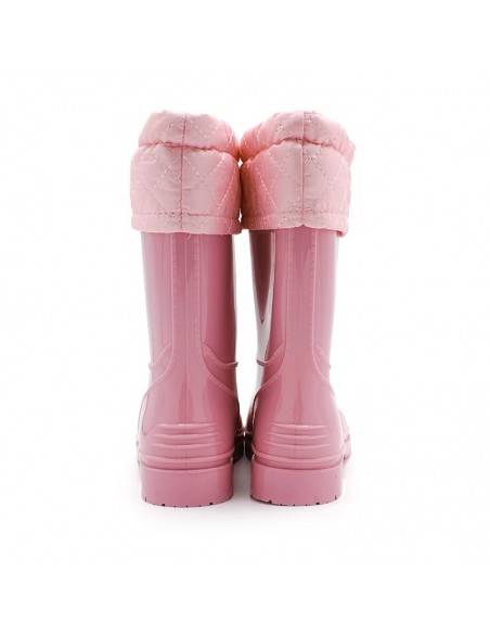 Botas de Agua Niña color Rosa con cuello ajustable