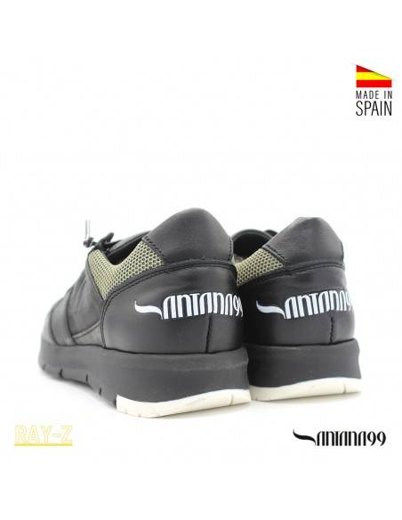 Zapatillas Piel RAY-Z Negra - Made in Spain - Santana99